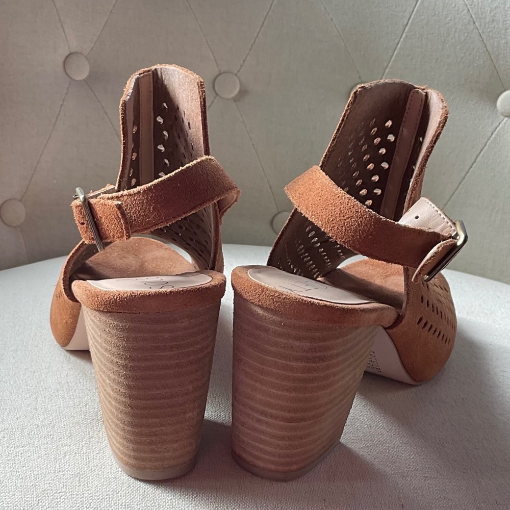 Sole Society Cognac Color Buckle Wedge Booties - Gem